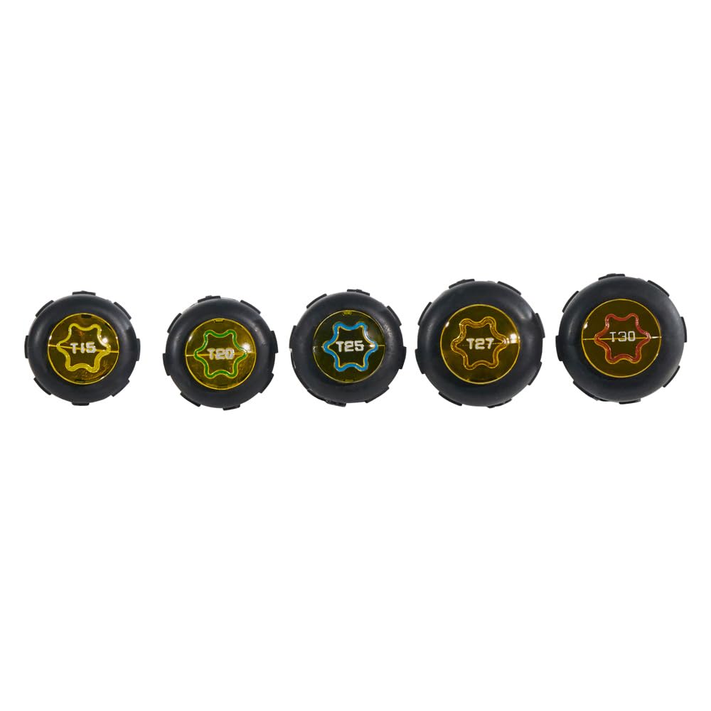 Klein Tools 19555 TORX Cushion Grip Screwdriver Set, Made in USA, T15, T20, T25, T27 and T30 Tip sizes, 5-Piece
