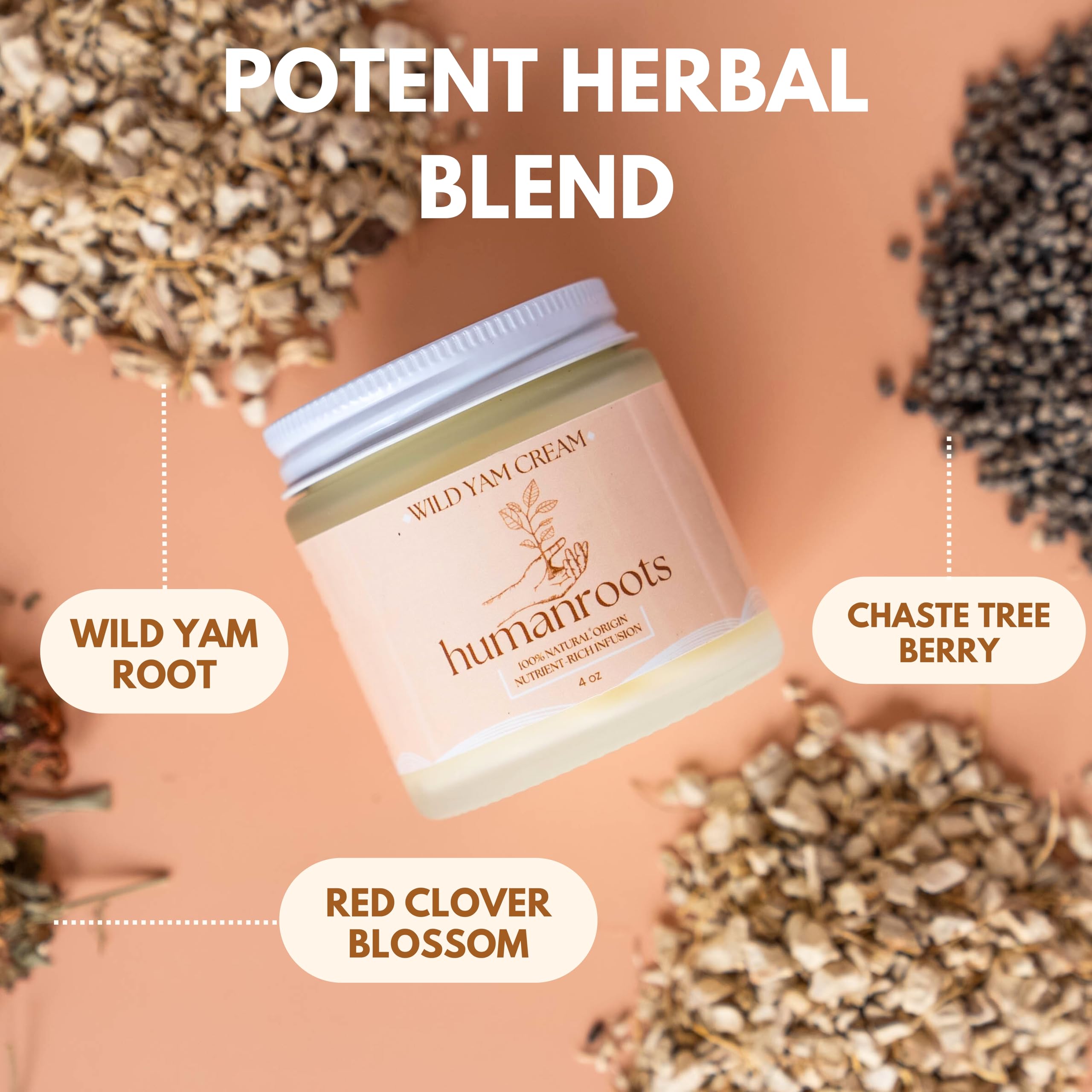 Wild Yam Cream - Menopause and PMS Support for Women, 4 oz, Organic Wild Yam Cream for Balance - Made With Chaste Tree Berry and Red Clover (Unscented/Herb-Infused)