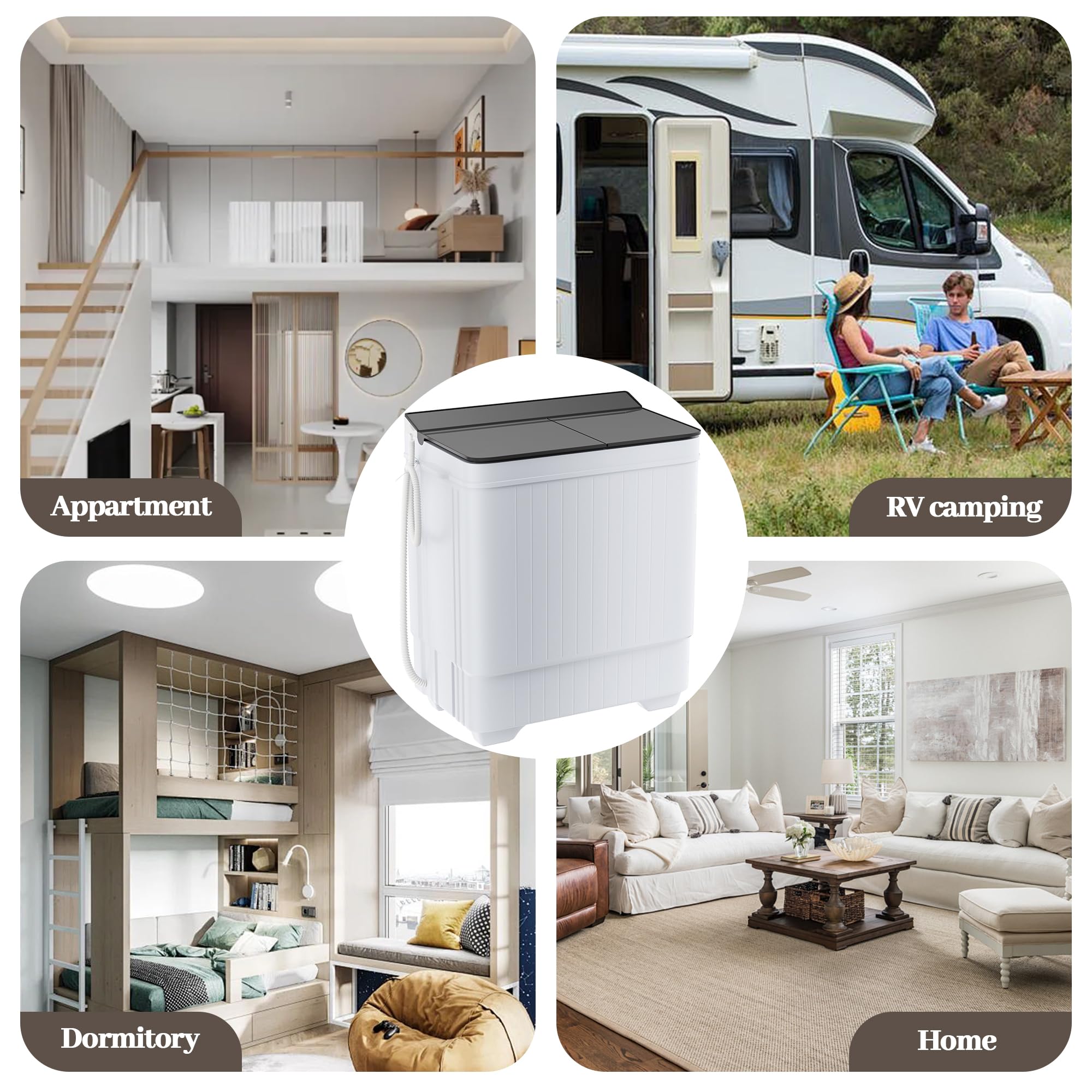 Elevon Portable Washing machine, 28lbs Mini Compact Laundry Washing Machine, Twin Tub 18lbs Washer & 10lbs Spinner Combo, Clothes Washer Machine with Drain Pump for Apartment, Dormitory and RVs