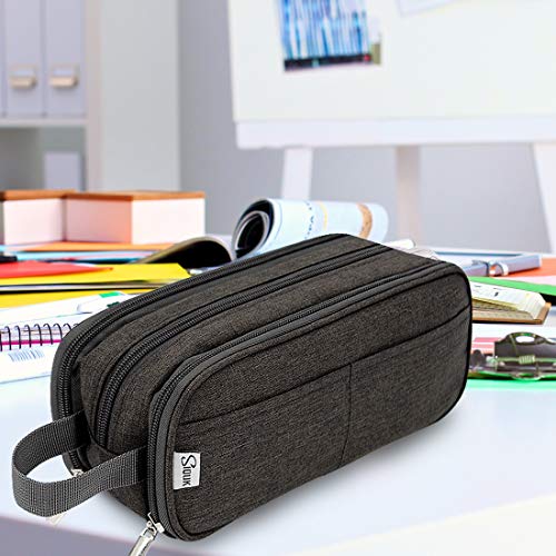 SIQUK Pencil Case Large Capacity Pencil Bag 3 Compartments Stationery Bag Case Marker Pen Holder Storage Organizer for Gilrs Boys and Adults