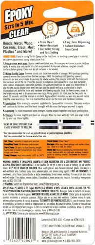 Gorilla 2 Part Epoxy, Clear Epoxy, 0.85 Ounce Syringe (Pack of 1) - 5 Minute Set, Incredibly Strong Bonding