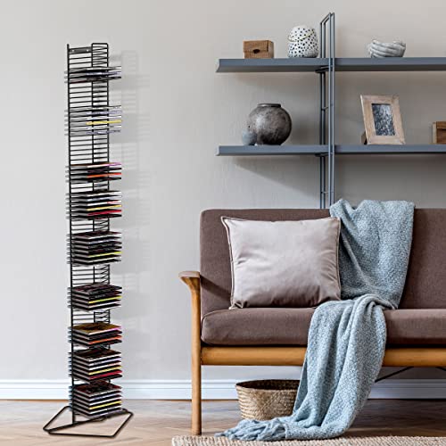 Atlantic Onyx Wire CD Tower - Holds 80 CDs in Matte Black Steel, PN 1248