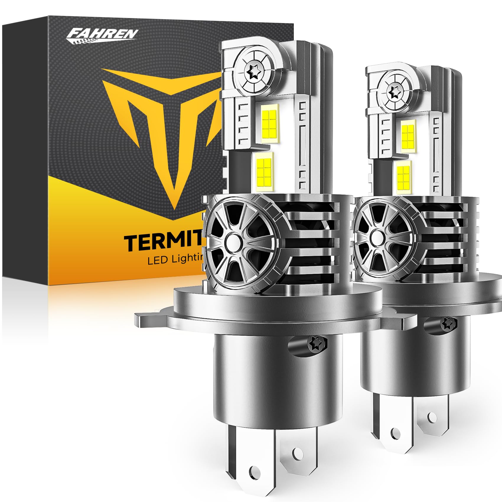 Termitor H4/9003/HB2 LED Bulbs Hi/Low Beam, 30000LM 800% Super Brighter, 1:1 Halogen Size, 6500K Cool White, 60000Hrs Long Service Life with Cooling Fan, Plug and Play, Pack of 2