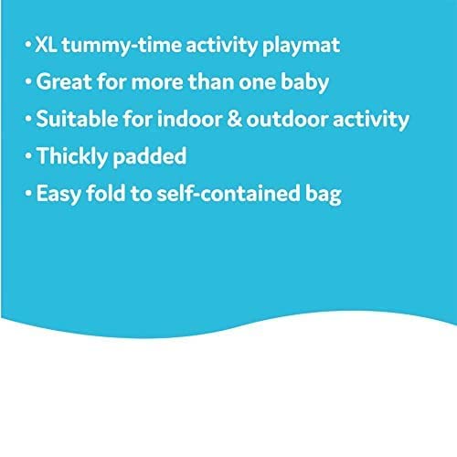 Yookidoo Fiesta Baby Tummy Time Mat. Folds As Carrying Bag. Indoor & Outdoor Activity Play Gym with Mirror, Rattle & Teether. Extra Large Washable Newborn Blanket (145 X 100cm)
