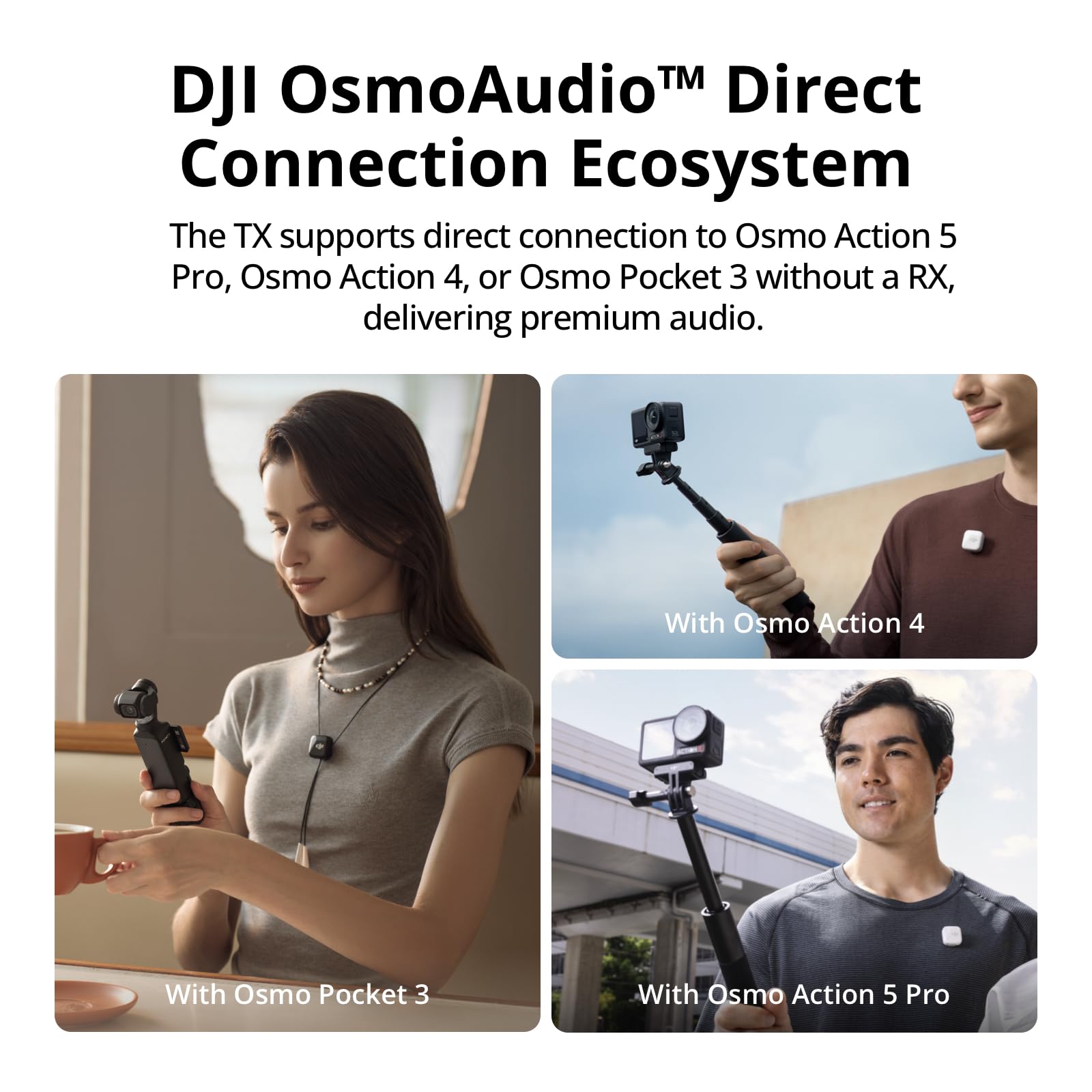 DJI Mic Mini (2 TX + 1 RX + Charging Case), Wireless Microphone for iPhone/Camera/Android, Ultralight, Detail-Rich Audio, 48h Use, Noise Cancelling, Automatic Limiting, Vlog, Streaming
