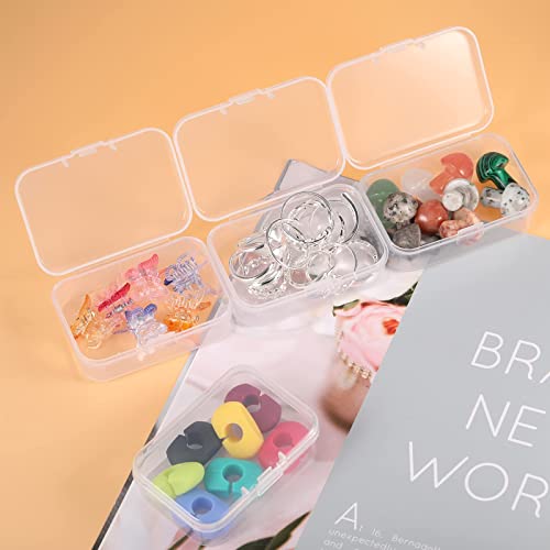 6Pcs Clear Plastic Beads Storage Containers Boxes Mini Storage Containers Box Clear Storage Small Plastic Containers with Lids for Small Items Beads Business Cards Pills Beads Jewellery Craft Items