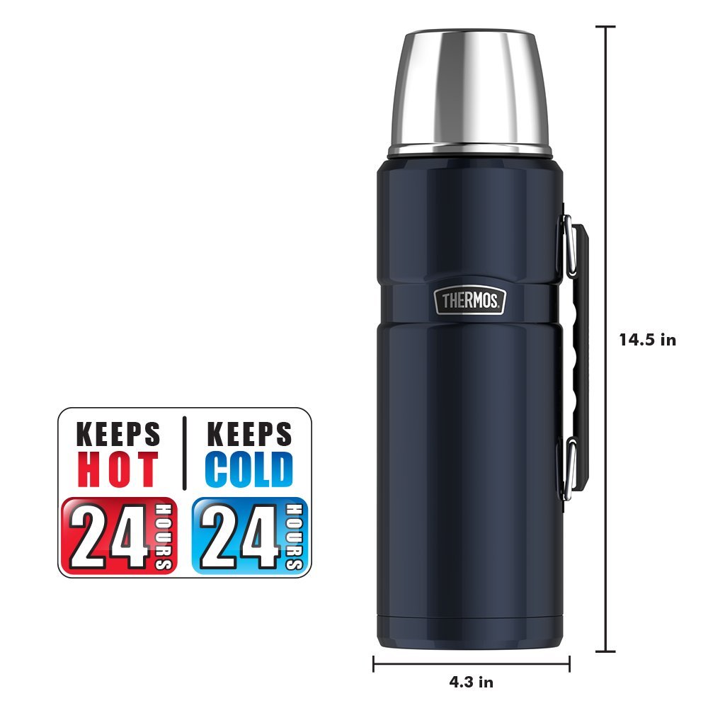 THERMOS Stainless King Vacuum-Insulated Beverage Bottle, 68 Ounce, Midnight Blue