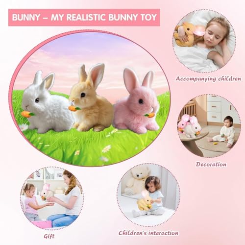 Bunny - My Realistic Bunny Toy, Bunny Realistic Bunny, Bunny Realistic Bunny Toy, Interactive Bunny Realistic Bunny-Jumping, Twitching, and Shaking Ears, Bunbi Realistic Bunny (Brown)