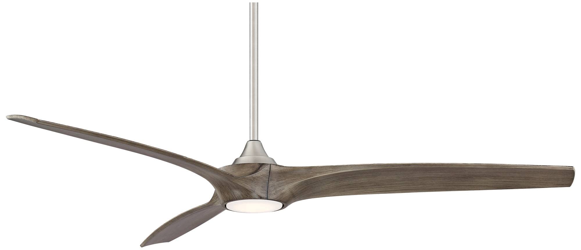 Casa Vieja 60" Padera Modern Rustic 3 Blade Indoor Outdoor Ceiling Fan with Light LED Dimmable Remote Control Brushed Nickel Light Wood Damp Rated for Patio Exterior House Porch Gazebo Garage