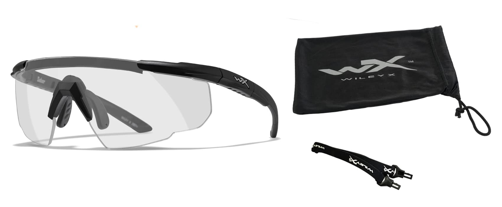 Wiley X Saber Advanced Shooting Glasses ANSI Z87.1+ Safety Sunglasses for Men and Women, UV and Eye Protection for Hunting and Shooting Matte Black Frames, Clear Lenses, Ballistic Rated