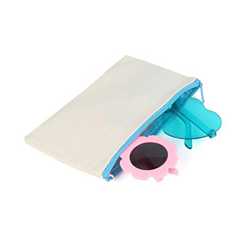 LUPBOK 40Pcs Blank DIY Craft Bag Canvas Pen Pencil Pouch Bags Canvas Zipper Pouch Cute Makeup Bag Travel Cosmetic Bag,L
