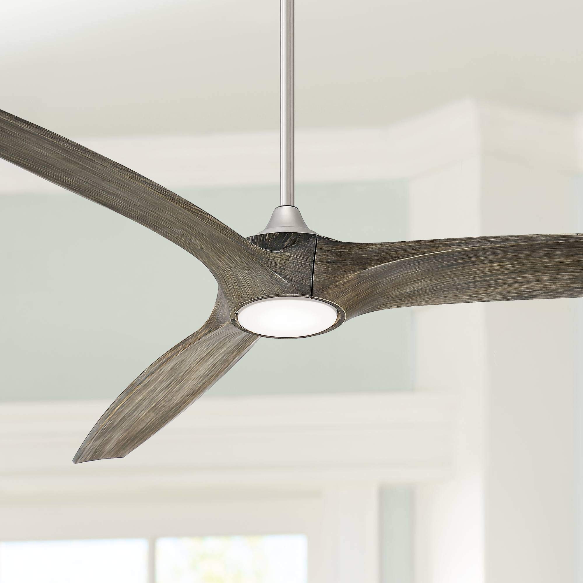 Casa Vieja 60" Padera Modern Rustic 3 Blade Indoor Outdoor Ceiling Fan with Light LED Dimmable Remote Control Brushed Nickel Light Wood Damp Rated for Patio Exterior House Porch Gazebo Garage