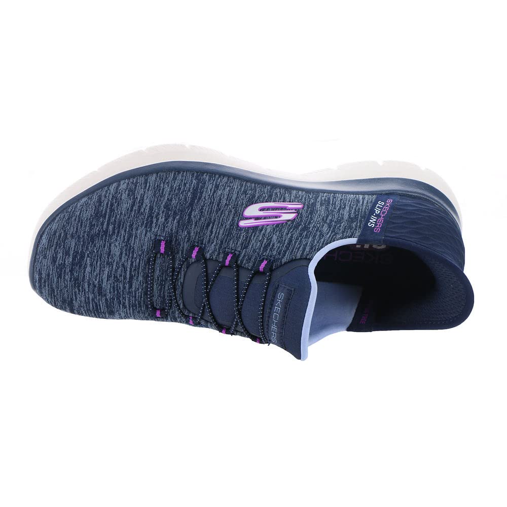 Skechers Women's Hands Free Slip Ins Summits Dazzling Haze Sneaker, Navy Purple, 8
