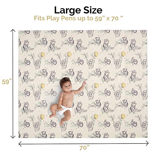JumpOff Jo - Large Waterproof Foam Padded Play Mat for Infants, Babies, Toddlers, Play & Tummy Time, Foldable Activity Mat, 70 in. x 59 in. - Llama & Koala, Pack of 1