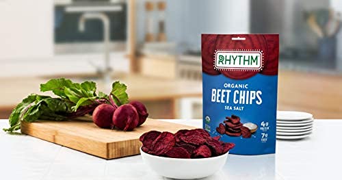 Rhythm Superfoods Cripsy Beet Chips, Salted, Organic and Non-GMO, Vegan/Gluten-Free Superfood Snacks, 1.4 Oz (Pack of 4)