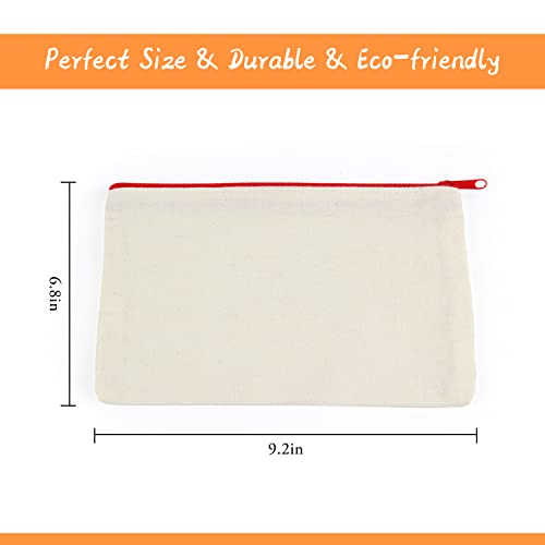 LUPBOK 40Pcs Blank DIY Craft Bag Canvas Pen Pencil Pouch Bags Canvas Zipper Pouch Cute Makeup Bag Travel Cosmetic Bag,L
