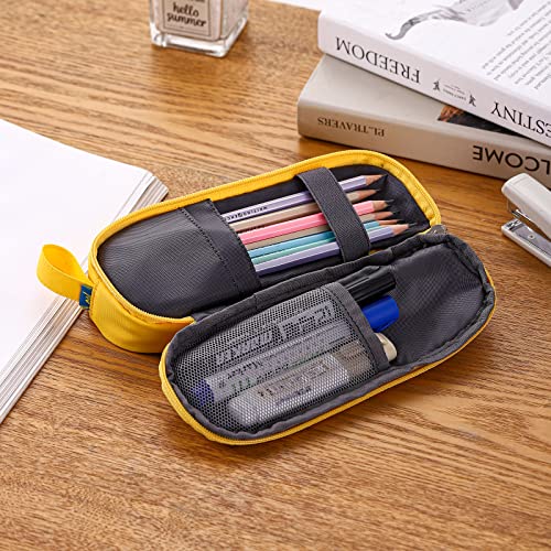 NOL Natural Organic Lifestyle Pencil Case Normal Size Pencil Purse Cosmetic Portable Bag for Office School (Yellow)