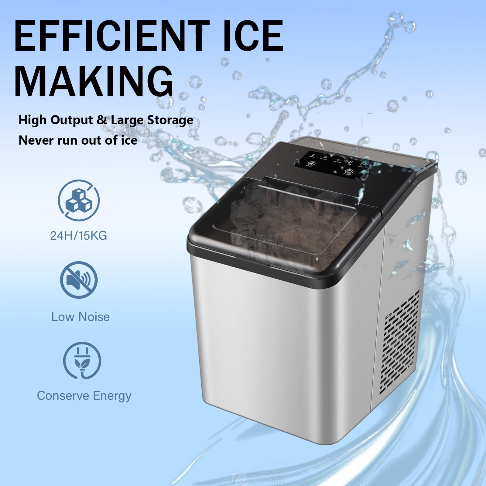 HAILANG Nugget Ice Maker Countertop, Pebble Ice Machine with Chewable Pellet Ice, 34Lbs/24H, Self-Cleaning, Portable Sonic Ice Maker Ready in 6 Mins, for Home/Kitchen/Office(Stainless Steels)