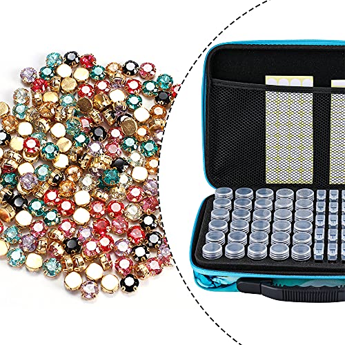 VTYHYJ Diamond Painting Storage Case with Tools 70 Slots Diamond Art Accessories Kit Shock-Proof Carrying Bag Container with Round and Square Beads Organizer, Funnel, Tays, Pens (Light Green)