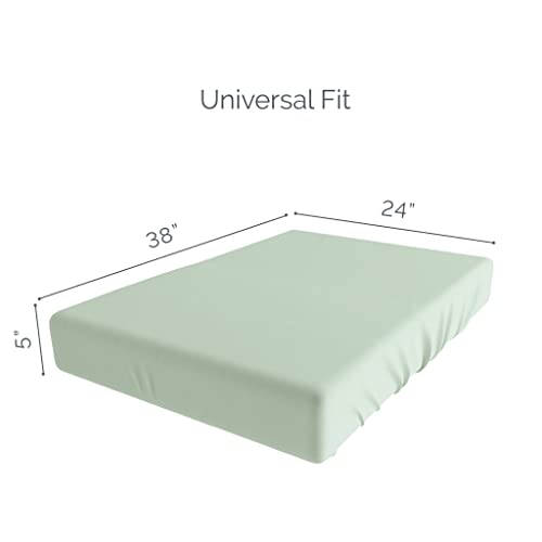 Natemia Fitted Pack and Play Sheet - 100% Organic Cotton - for Standard Size Playard, Pack n Play, and Mini Crib Mattress - Ultra Soft, Thick & Stretchy Jersey Knit Cotton