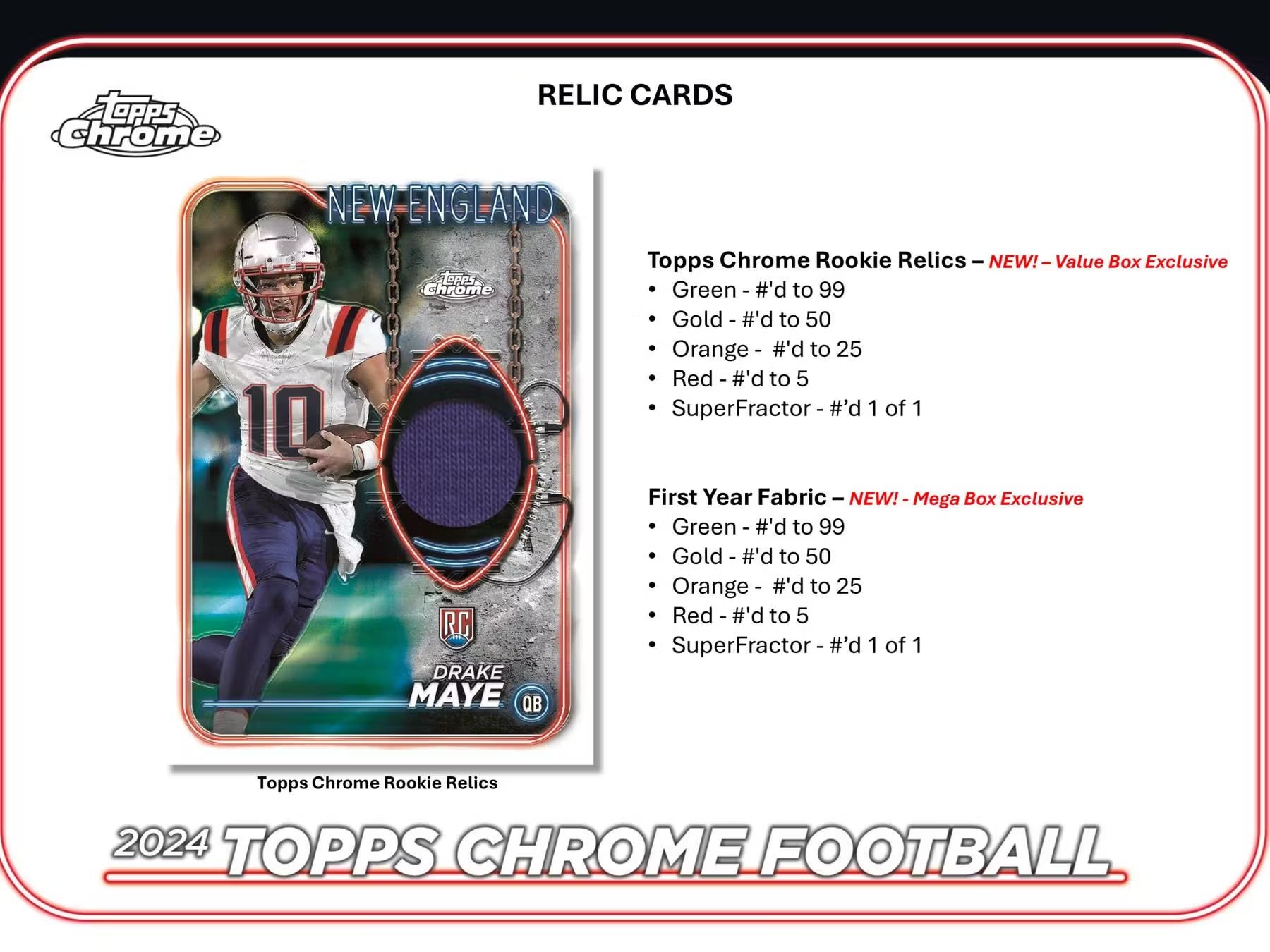 2024 Topps Chrome Football 7-Pack Trading Card Mega Box (1 Prism Refractor + Ten Rookies Per Box!)