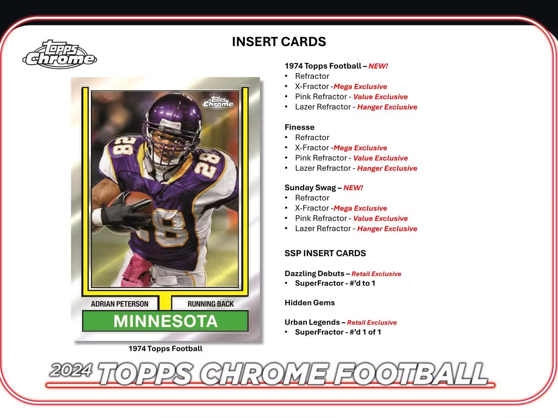 2024 Topps Chrome Football 7-Pack Trading Card Mega Box (1 Prism Refractor + Ten Rookies Per Box!)