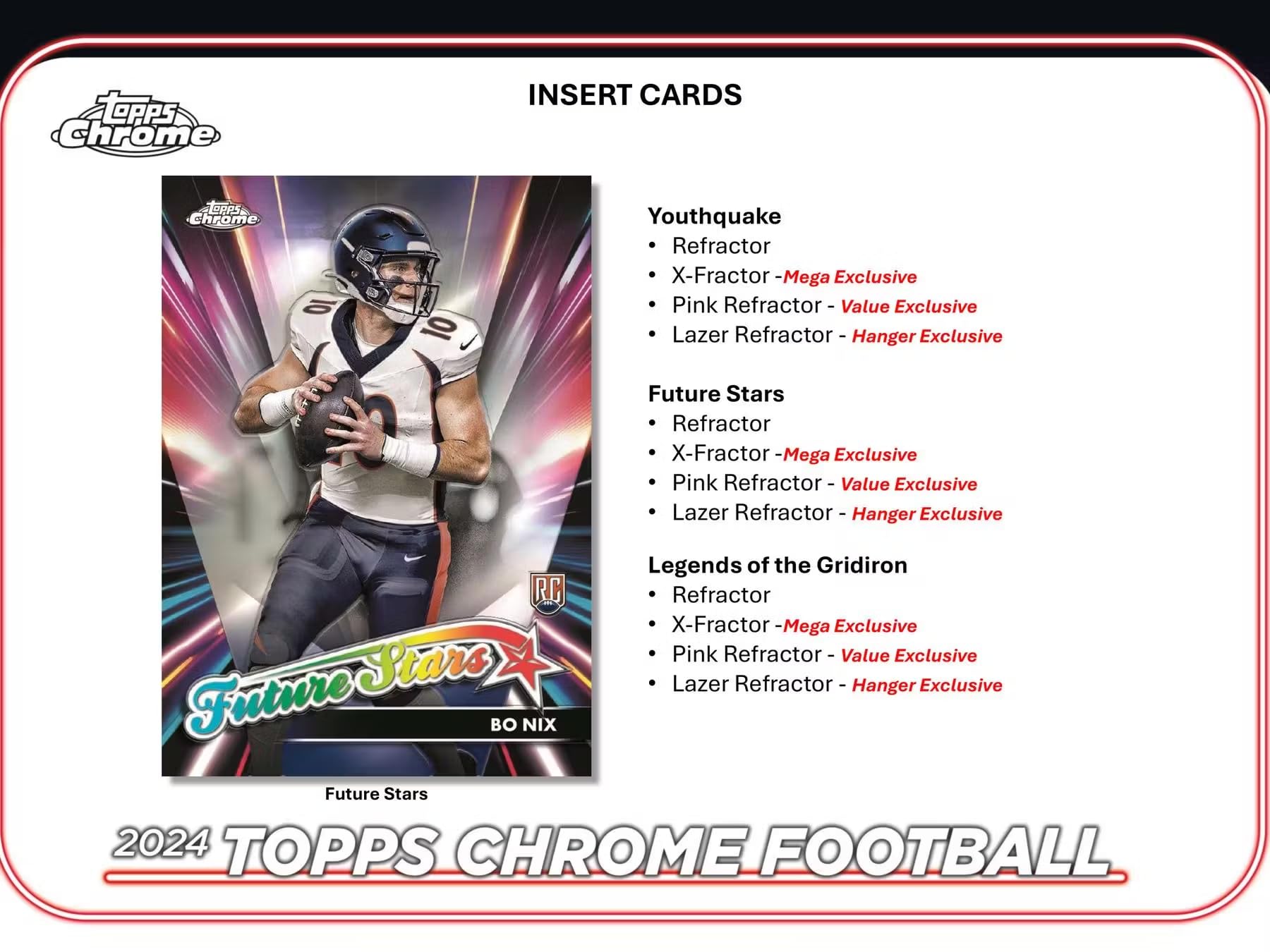 2024 Topps Chrome Football 7-Pack Trading Card Mega Box (1 Prism Refractor + Ten Rookies Per Box!)