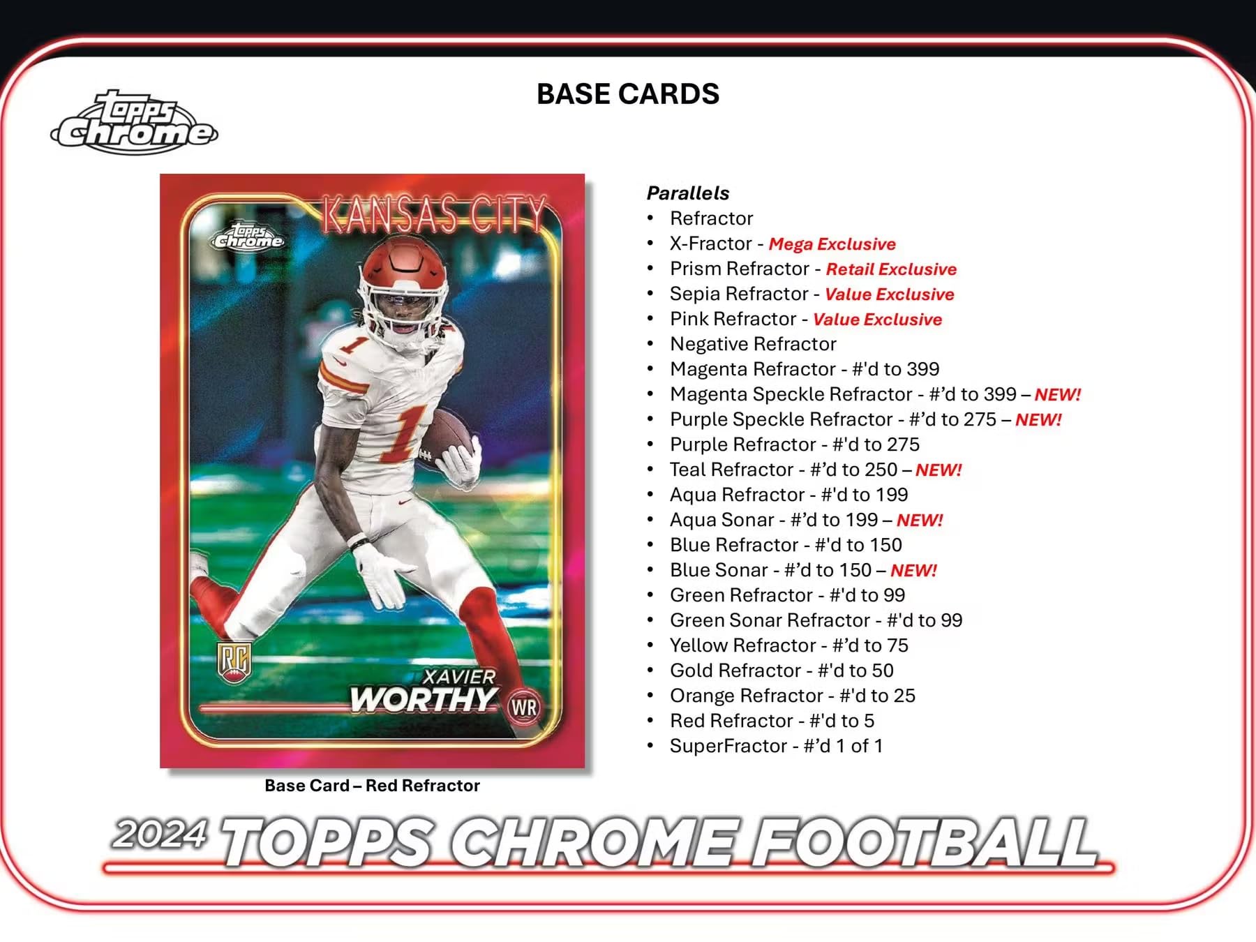 2024 Topps Chrome Football 7-Pack Trading Card Mega Box (1 Prism Refractor + Ten Rookies Per Box!)