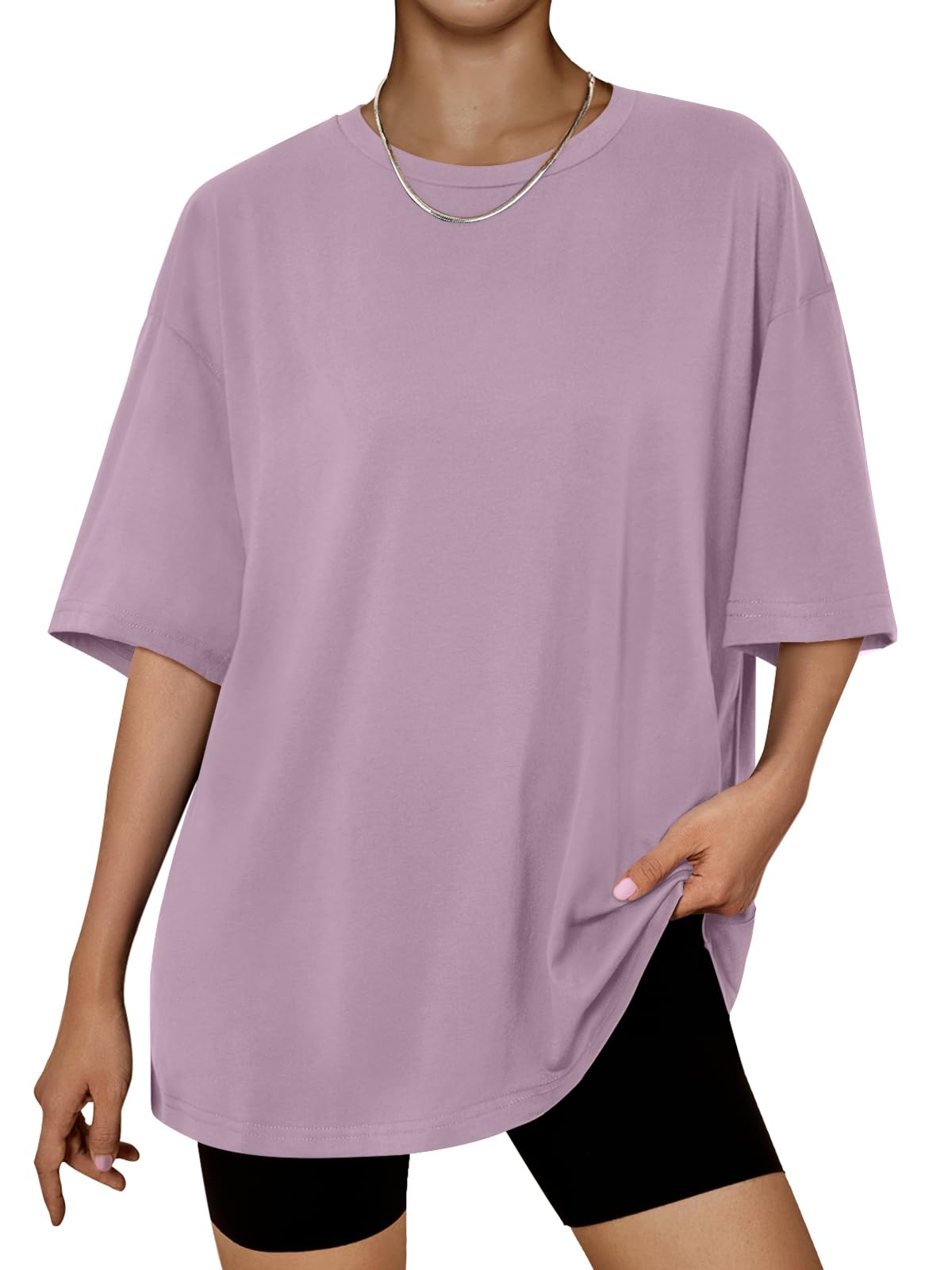 Trendy Queen Womens Oversized Summer T Shirts Business Casual Dressy Shorts Sleeves Tops Beach Vacation Fashion Clothes DarkPink L