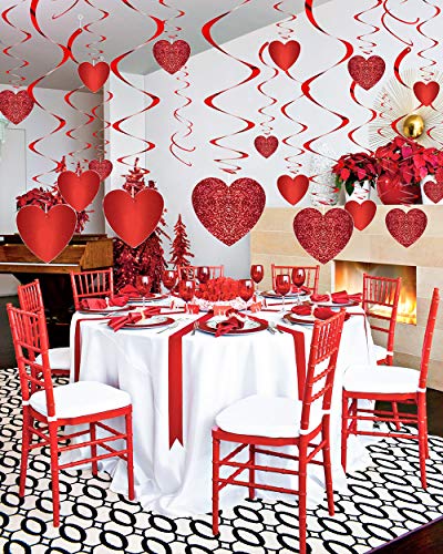 Valentine Decorations Hanging Swirls Valentines Day Decorations Wedding Anniversary Decorations Pack of 30 Hanging Heart Swirls Valentines Decorations Valentines Day Decor Valentines Day Hanging Decor