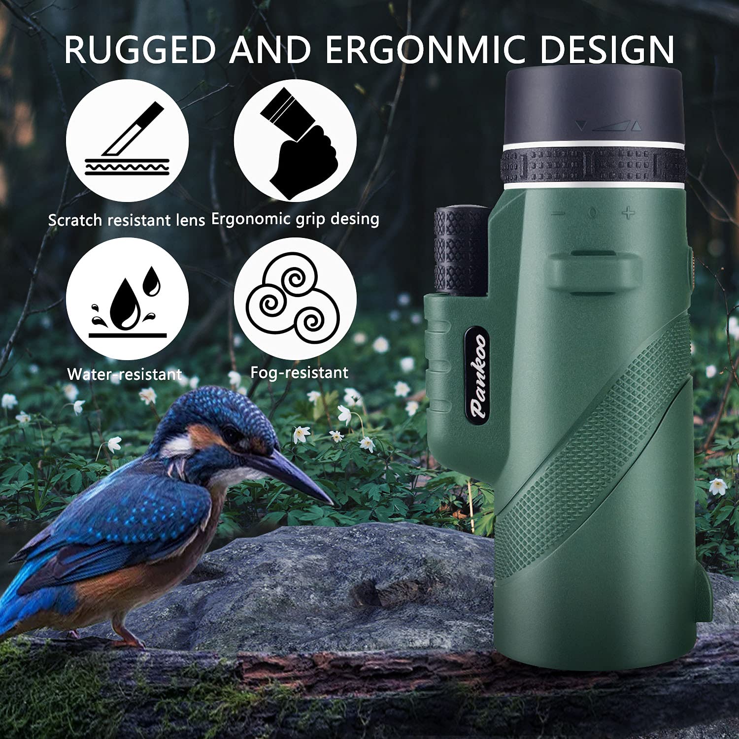 Pankoo 40X60 Monocular Telescope with Smartphone Holder & Tripod, 2025 Power Prism Compact Monoculars for Adults Kids, HD Monocular Scope for Bird Watching Hiking Concert Travelling