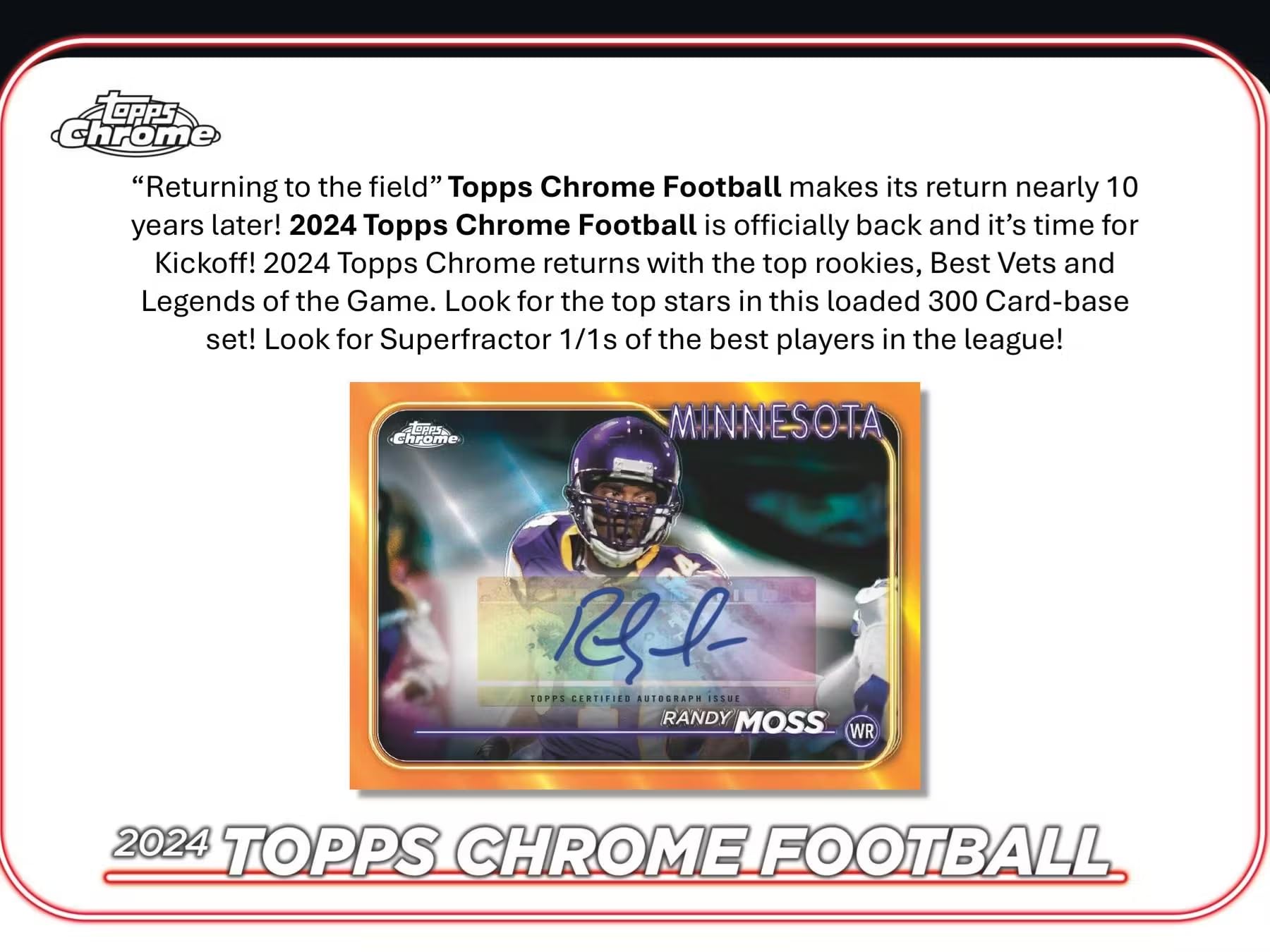 2024 Topps Chrome Football 7-Pack Trading Card Mega Box (1 Prism Refractor + Ten Rookies Per Box!)