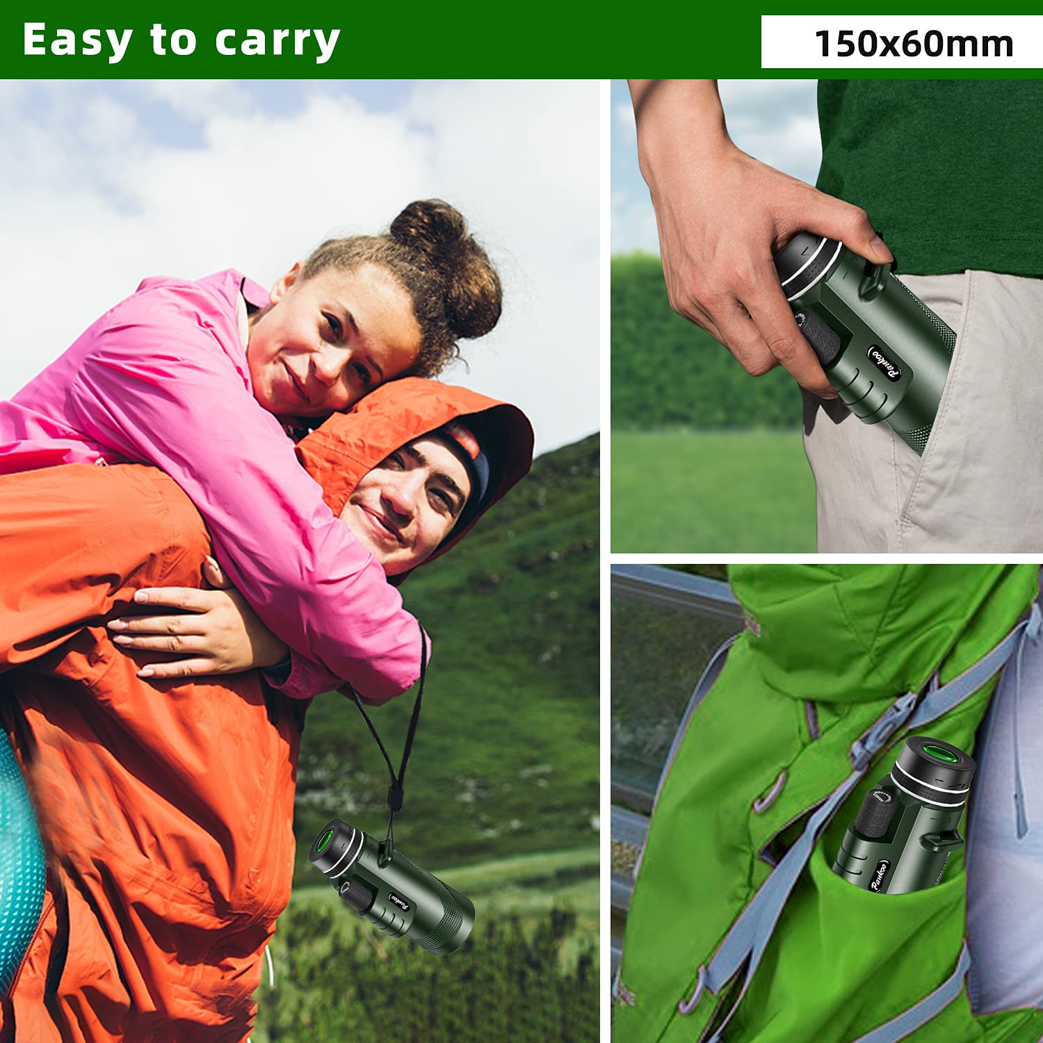 Pankoo 40X60 Monocular Telescope with Smartphone Holder & Tripod, 2025 Power Prism Compact Monoculars for Adults Kids, HD Monocular Scope for Bird Watching Hiking Concert Travelling