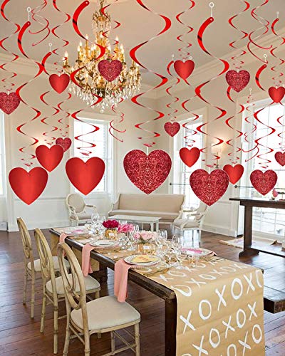 Valentine Decorations Hanging Swirls Valentines Day Decorations Wedding Anniversary Decorations Pack of 30 Hanging Heart Swirls Valentines Decorations Valentines Day Decor Valentines Day Hanging Decor