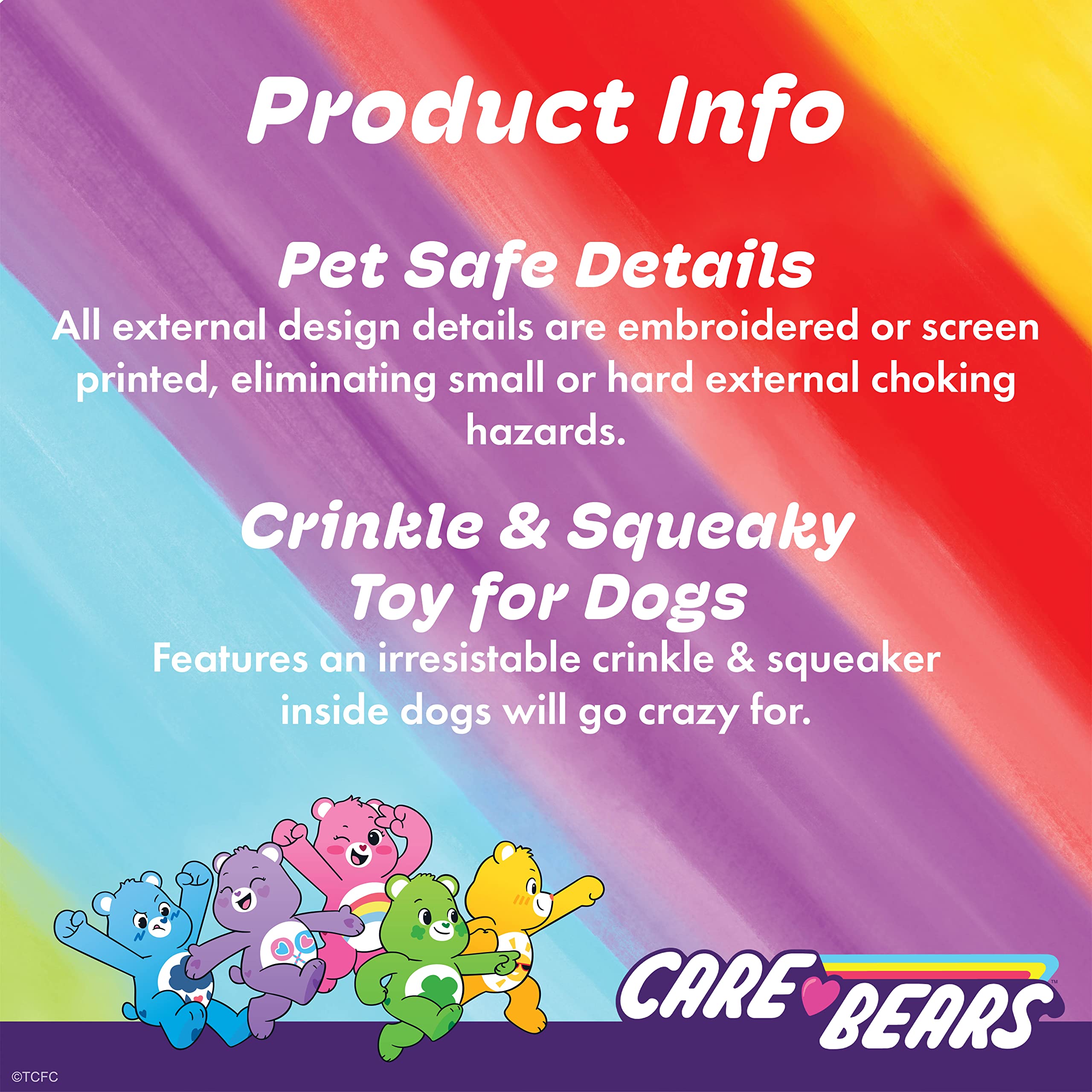 Care Bear for Pets Cheer Bear Dog Plush Squeaky Toy, 6' with Squeaker Inside and Crinkle Ears, Small, Collectible Dog Toys (FF19785)