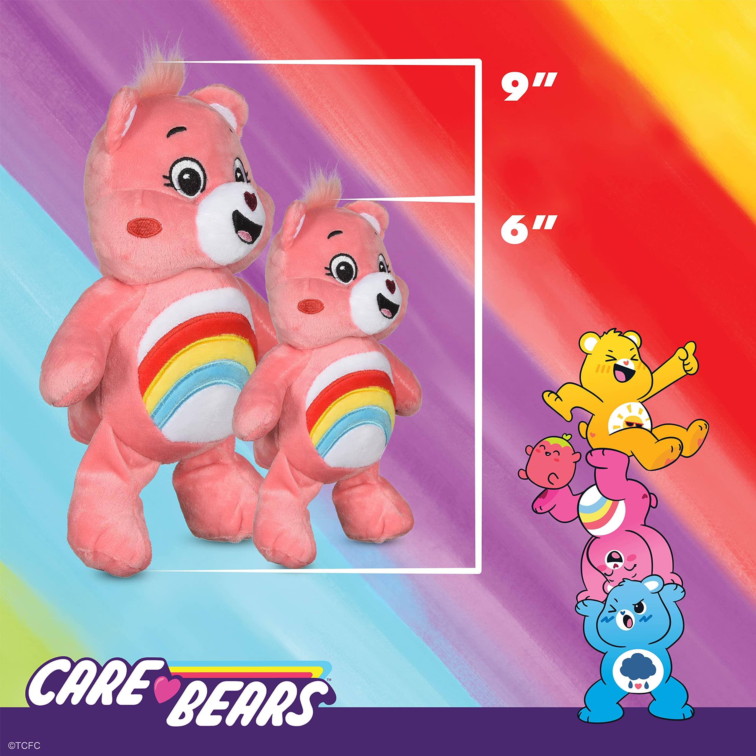 Care Bear for Pets Cheer Bear Dog Plush Squeaky Toy, 6' with Squeaker Inside and Crinkle Ears, Small, Collectible Dog Toys (FF19785)