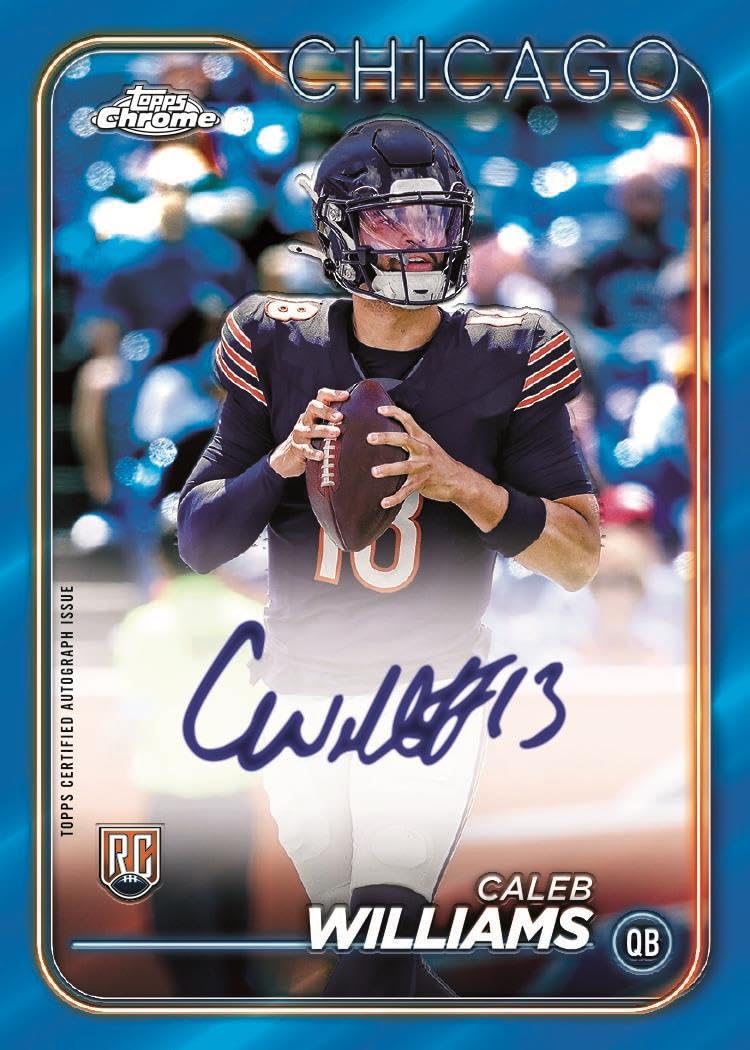 2024 Topps Chrome Football 7-Pack Trading Card Blaster Box (1 Prism Refractor Per Box)