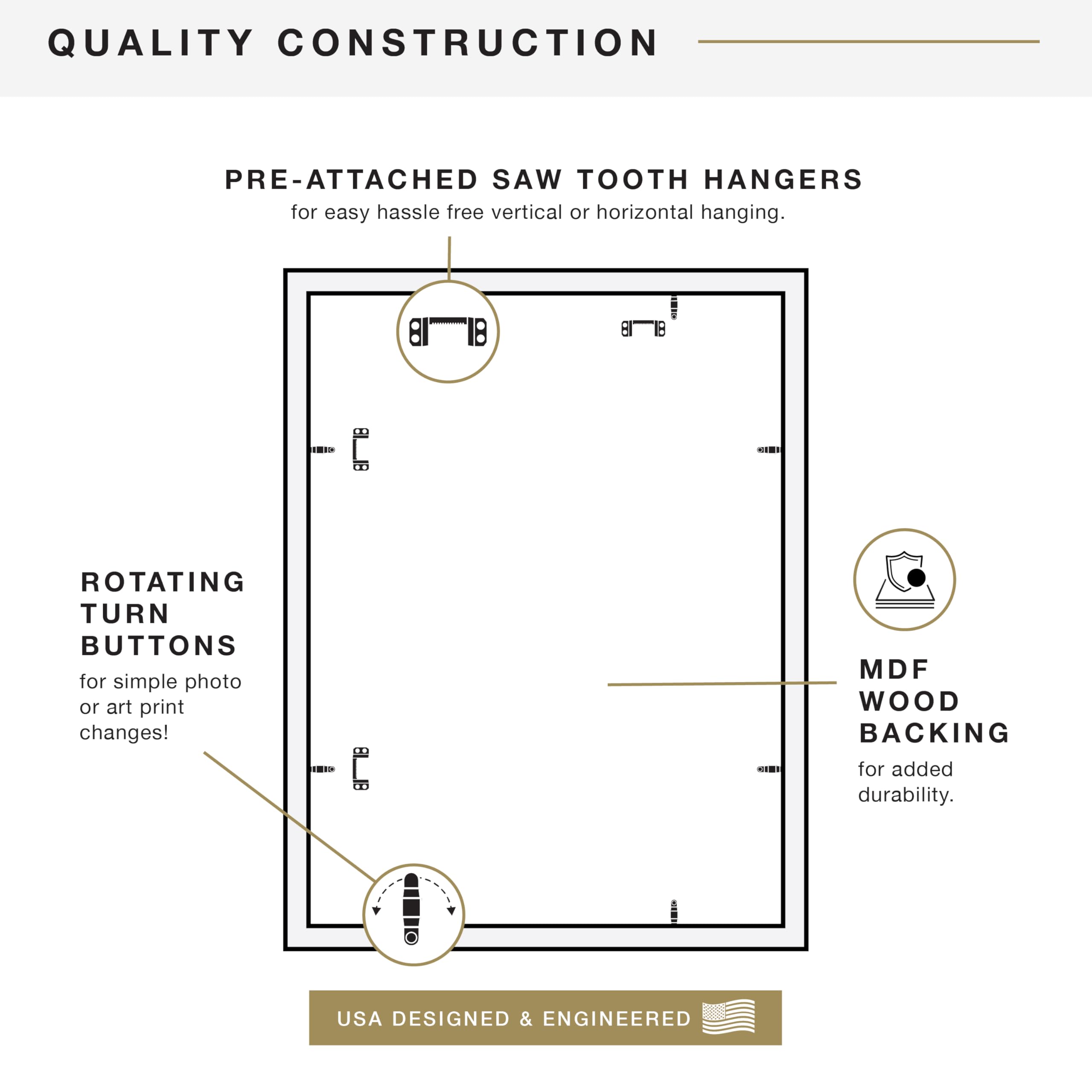 MCS Studio Gallery 18x24 Poster Frame Black Woodgrain, Vertical & Horizontal Wall Hanging Large Picture Frame for Photos, Posters & Art Prints (1-Pack)