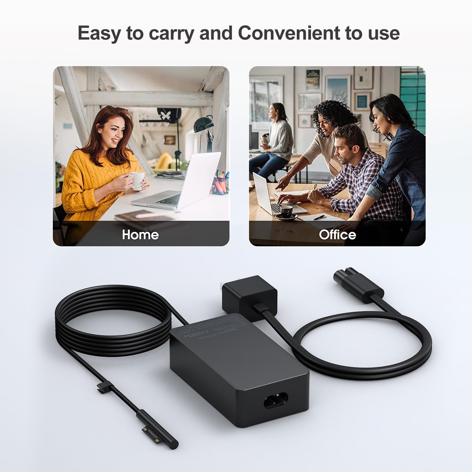 65W Surface Pro Laptop Charger-Microsoft Surface Pro Charger for Windows Surface Laptop 6,5,4,3,2,1,Microsoft Surface Pro10,9,8,7+,7,6,5,4,3,X,Surface Book3,2,1,Surface Go Tablet,Support 44W,36W, 10FT