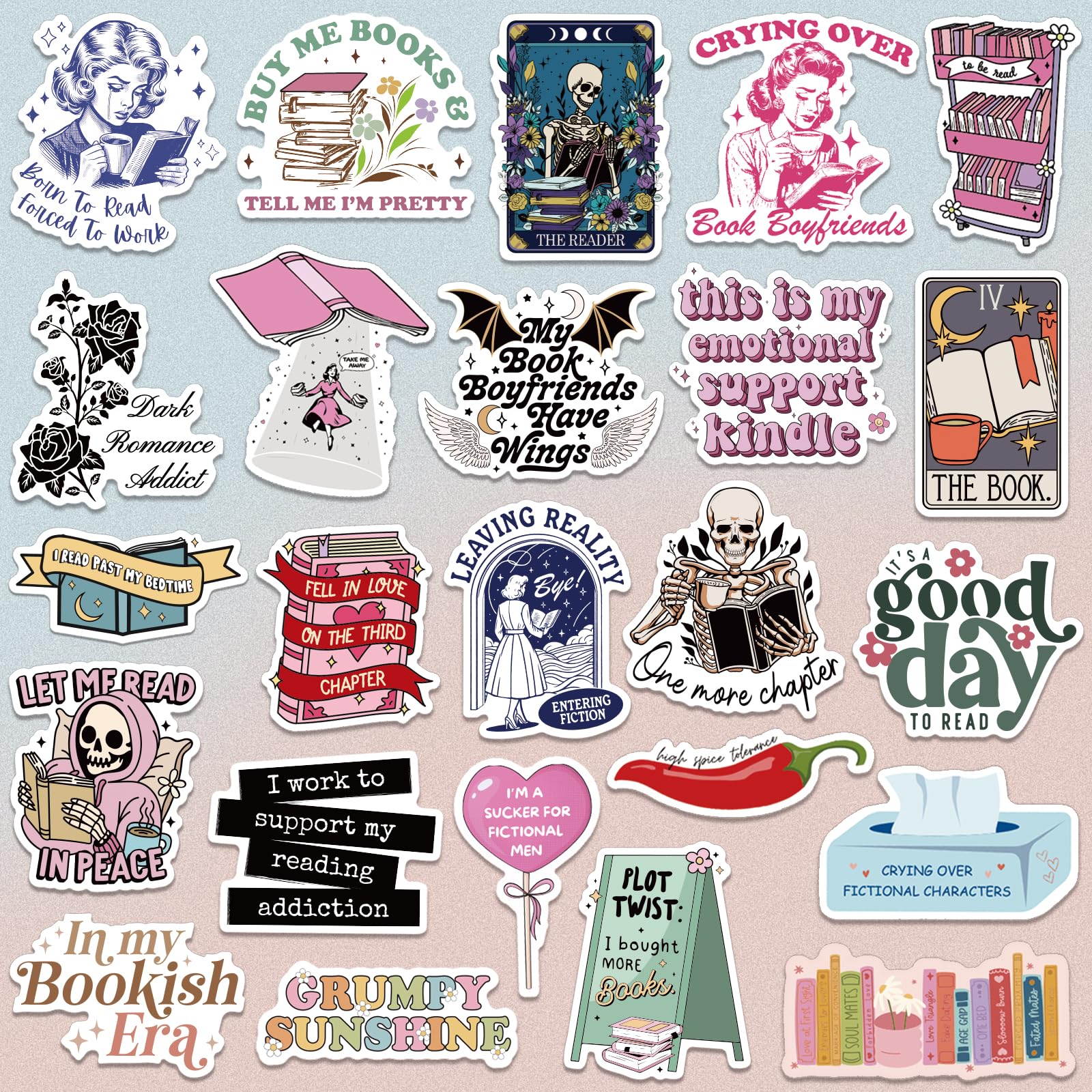 150 PCS Romance Book Stickers for Kindle, Holographic Bookish Sticker Pack Reading Booktok Glitter Vinyl Decals for Laptop Ebook Readers Water Bottles Journal Scrapbook Waterproof