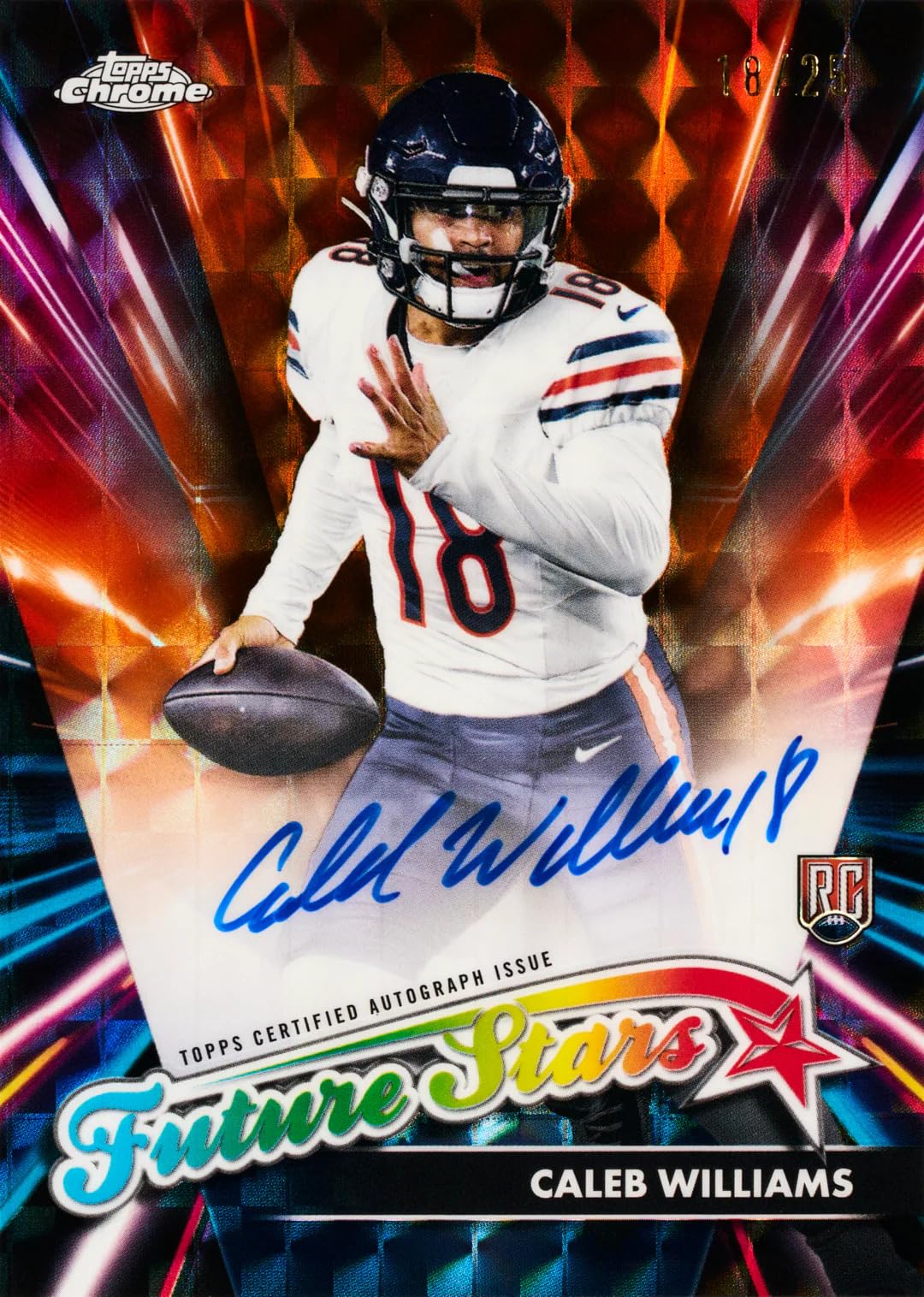 2024 Topps Chrome Football 7-Pack Trading Card Blaster Box (1 Prism Refractor Per Box)