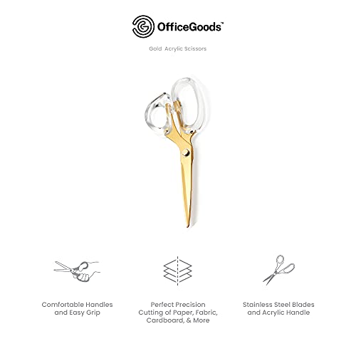 OfficeGoods Acrylic & Stainless Steel 9" Scissors - Modern Design for the Stylish Home, Office, or School - Perfect for Arts & Crafts, Scrapbooking, Fabric, & Sewing - Gold
