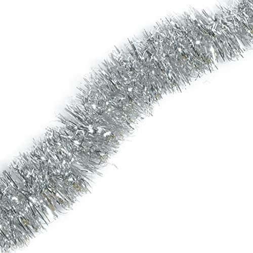 TCDesignerProducts Silver Tinsel Garland - 15' Long x 2" Wide