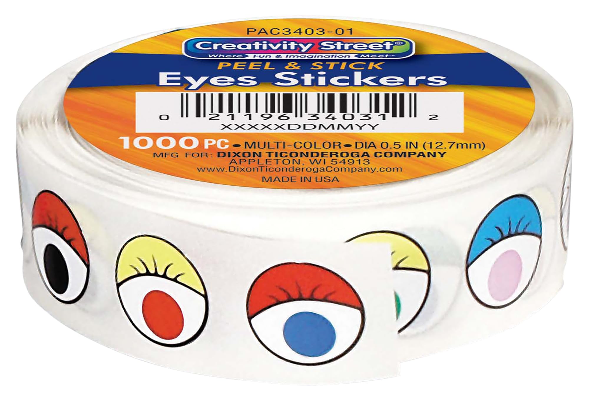 Creativity Street Wiggle Eyes Stickers, 0.5-Inch, Multicolor, 1000/Pack