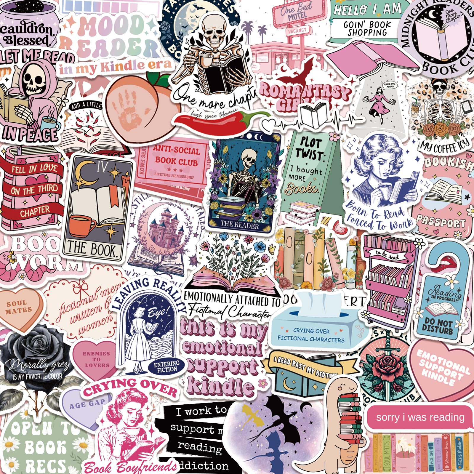 150 PCS Romance Book Stickers for Kindle, Holographic Bookish Sticker Pack Reading Booktok Glitter Vinyl Decals for Laptop Ebook Readers Water Bottles Journal Scrapbook Waterproof