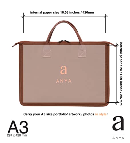 ANYA Art portfolio bag, artist carrying case, storage bag for artwork, posters with zipper and handles, light weight art bag for professionals, students KONST