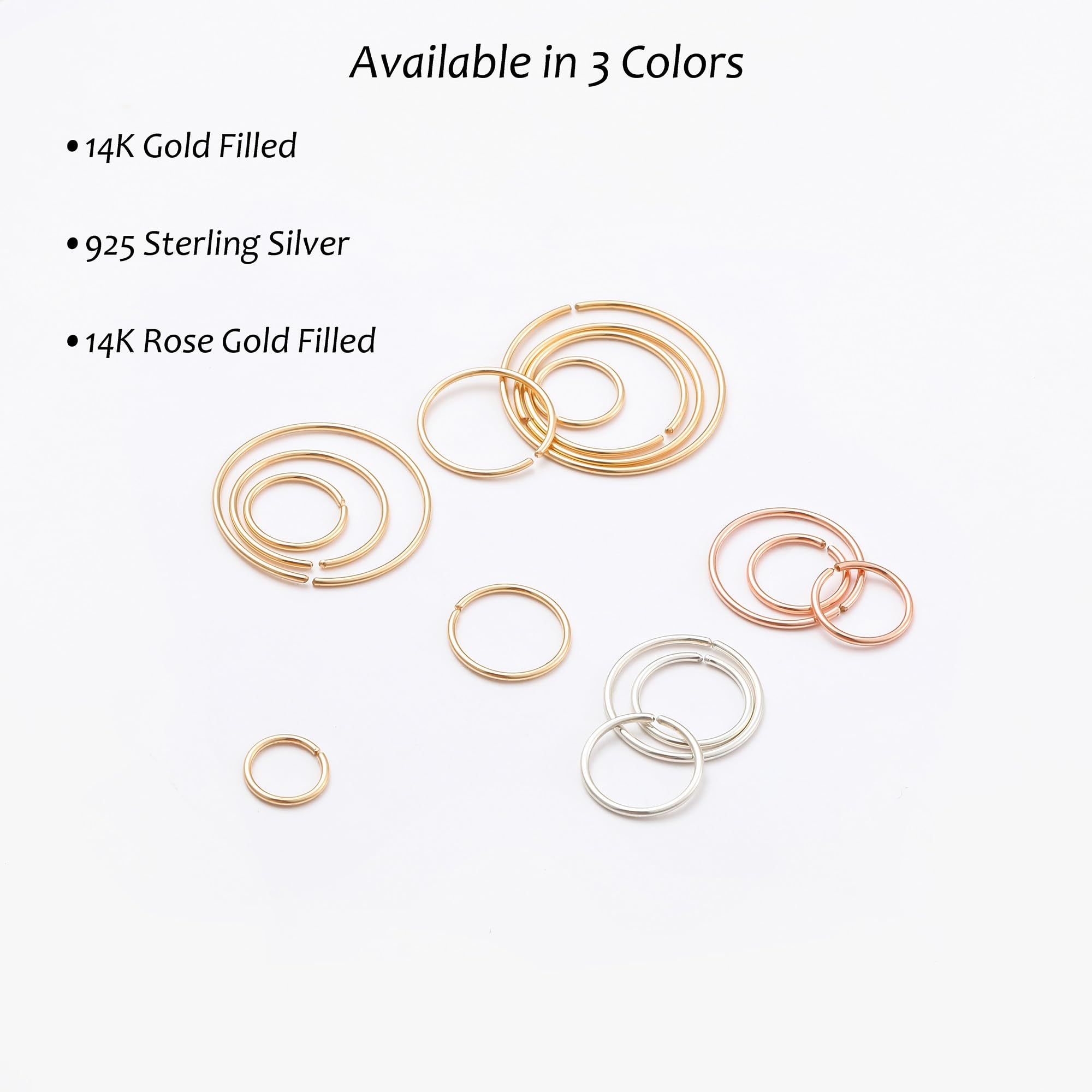 Small Cartilage Hoop Earrings for Women/Men, Thin Piercing Hoop Ring for Helix, Tragus, Conch, Nose (1 Pair 7mm,22g,14K Gold Filled)