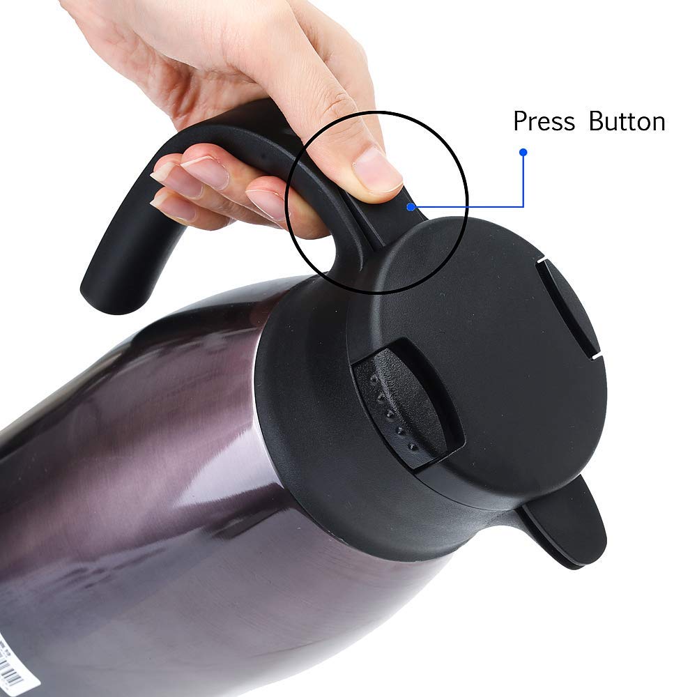 GiNT 51Oz Stainless Steel Thermal Coffee Carafe with Lid/Double Walled Vacuum Thermos / 12 Hour Heat Retention (Purple, 1.5L)