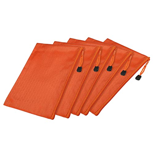 YOKIVE 10 Pack Waterproof Zipper Bags, Pencil Case Travel Storage Bag | Makeup Supply Files Organizer Pouch, Great for Office(Orange, A5)