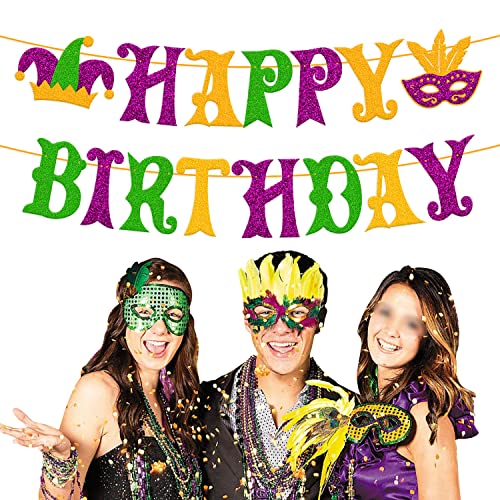 Mardi Gras Birthday Banner Carnival Fleur De Lis Shrove Fat Tuesday New Orleans Masquerade Theme It’s My Mardi Gras Birthday Party Decorations